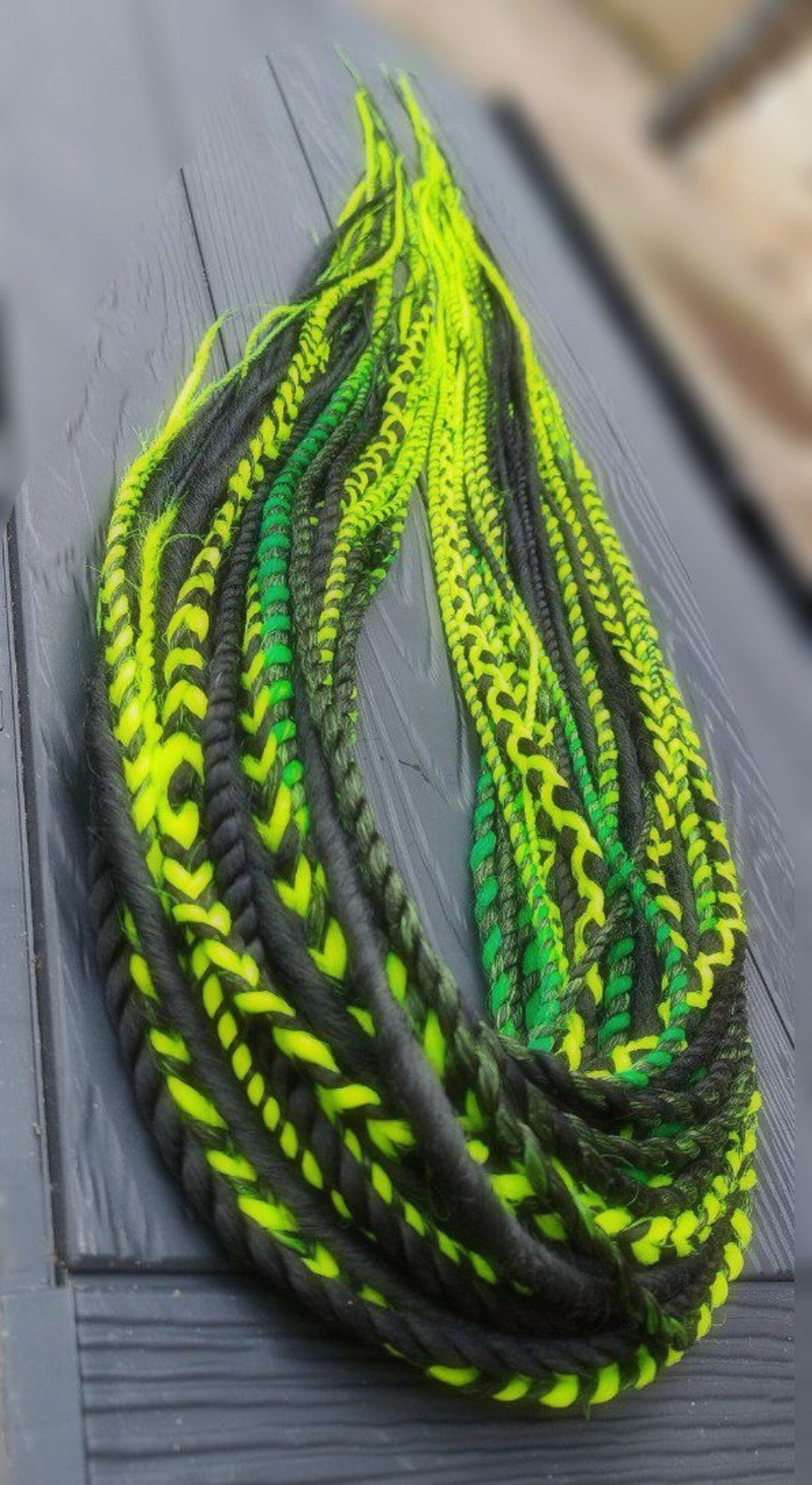 Mixed Set of Double-ended Black-green and Bright Green Dreadlock ...