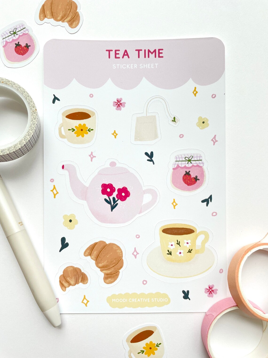 Tea Party Sticker Sheet || Cute Sticker Sheet || Teacup Stickers ...