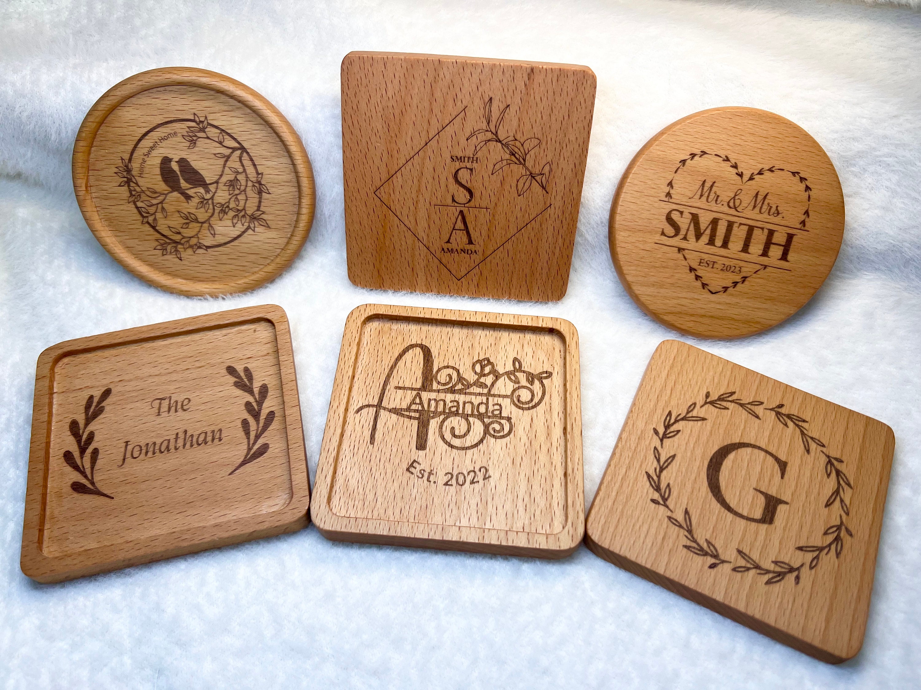 Custom Laser Engraved Wood Coaster,personalized Gifts for Weddings ...