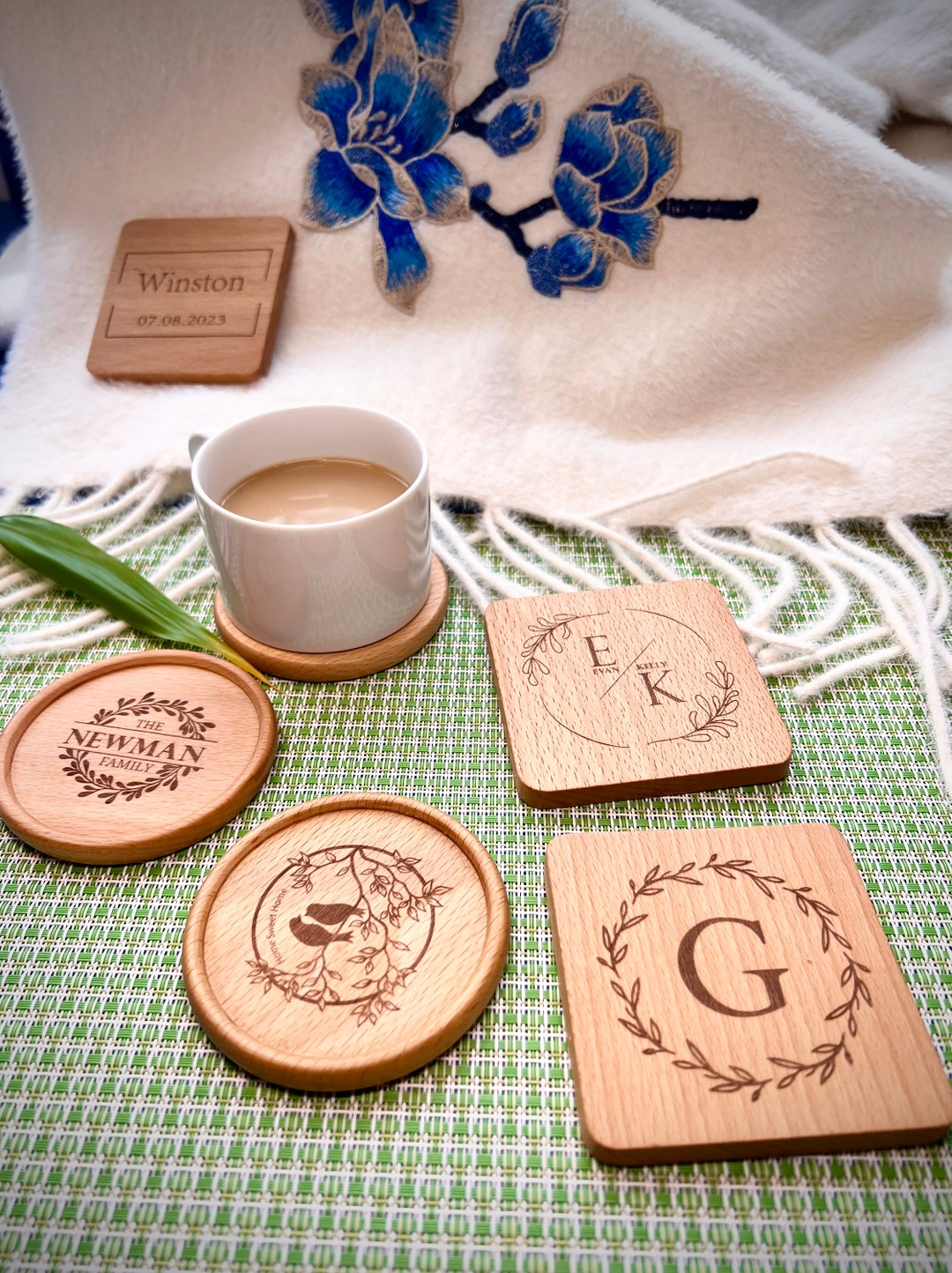 Custom Laser Engraved Wood Coaster,personalized Gifts for Weddings ...