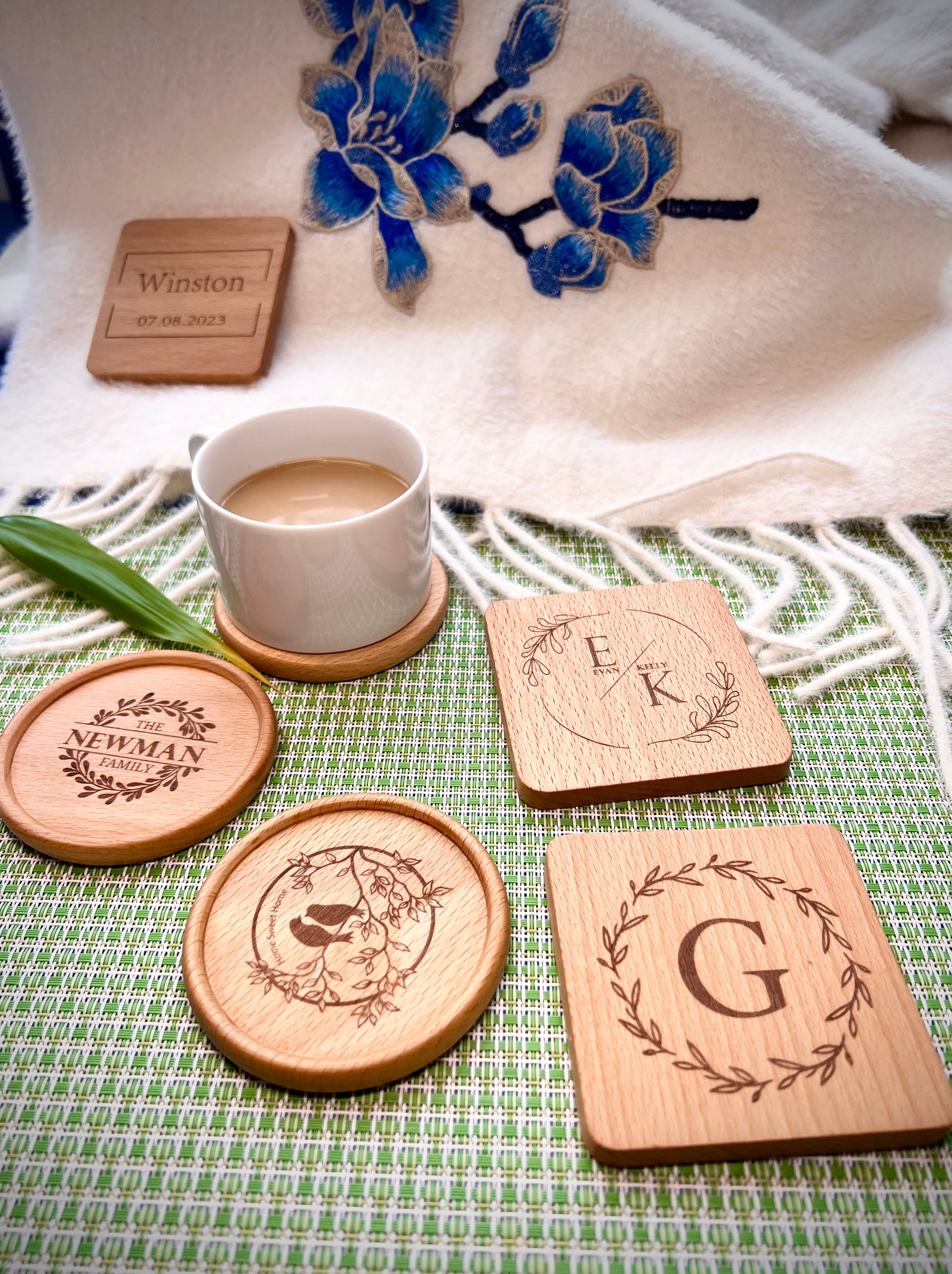 Custom Laser Engraved Wood Coaster,personalized Gifts for Weddings ...