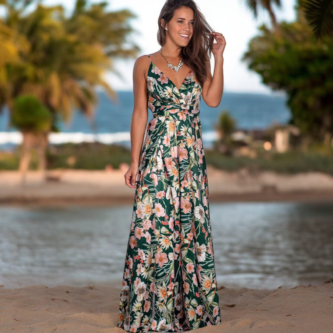 Women's Floral Boho Sundress V-neck Perfect for Beach Days Trendy Boho ...