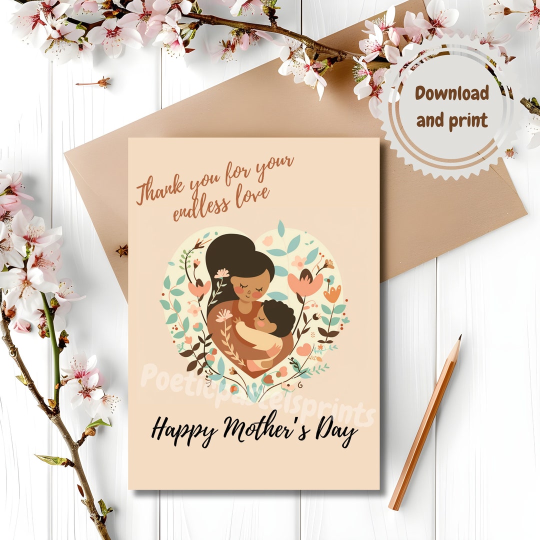 Mothers Day Card, Printable Digital Download, Happy Mothers Day ...