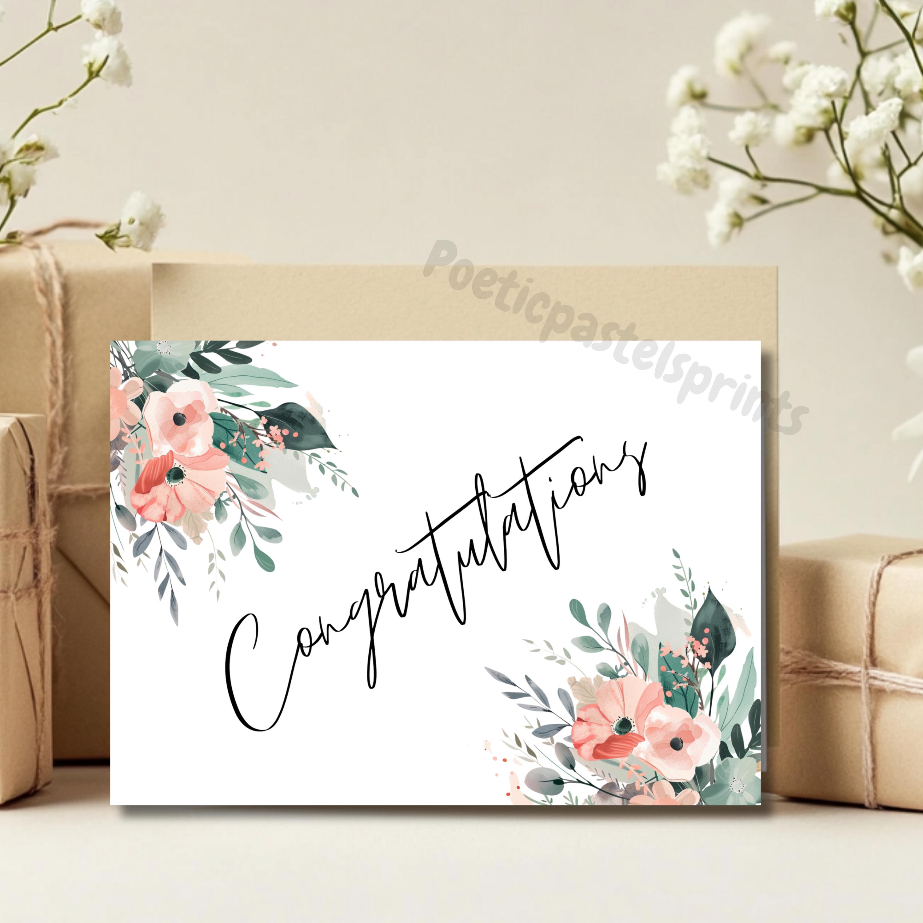 Congratulations Card, Wedding Card, Graduation Card, Engagement Card ...