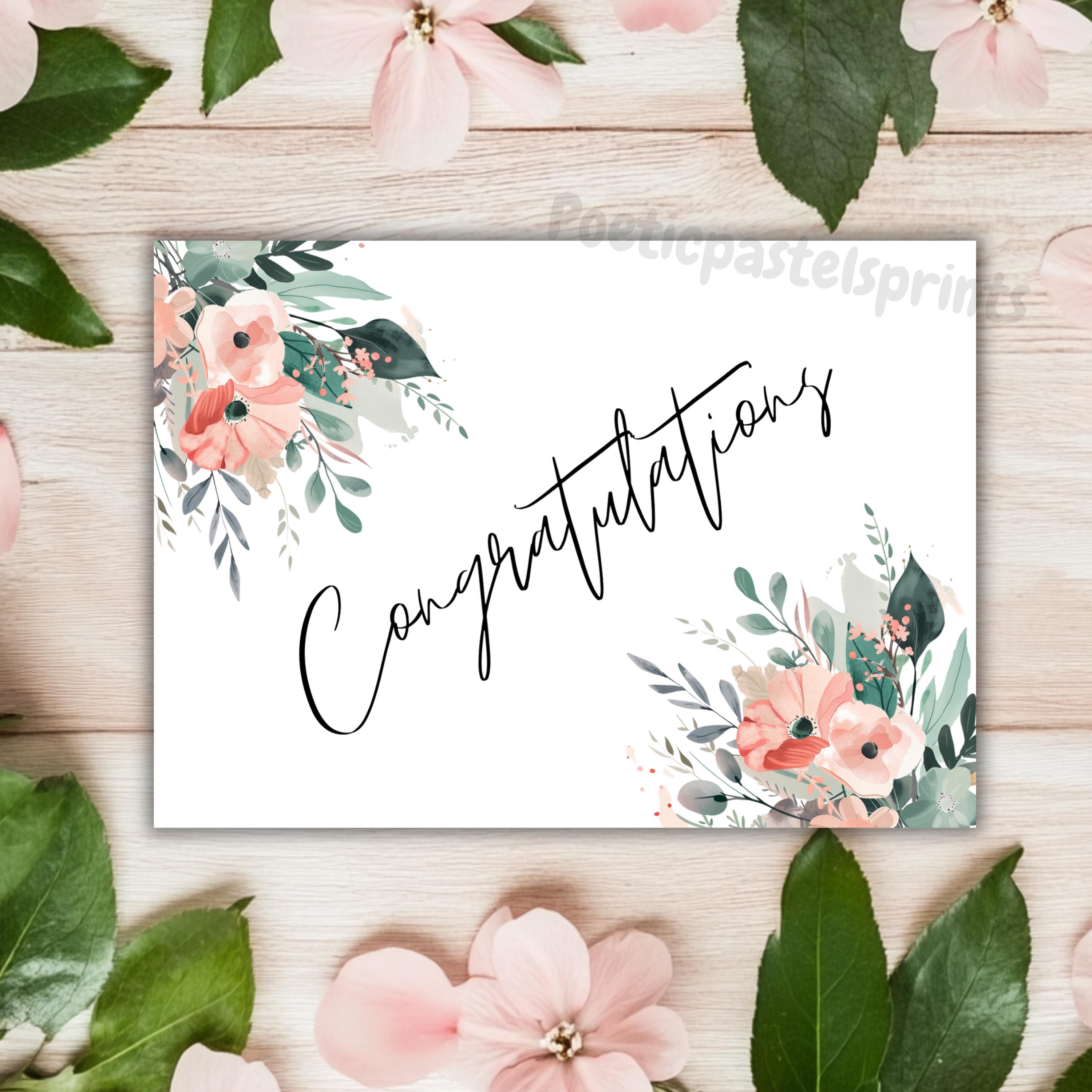 Congratulations Card, Wedding Card, Graduation Card, Engagement Card ...