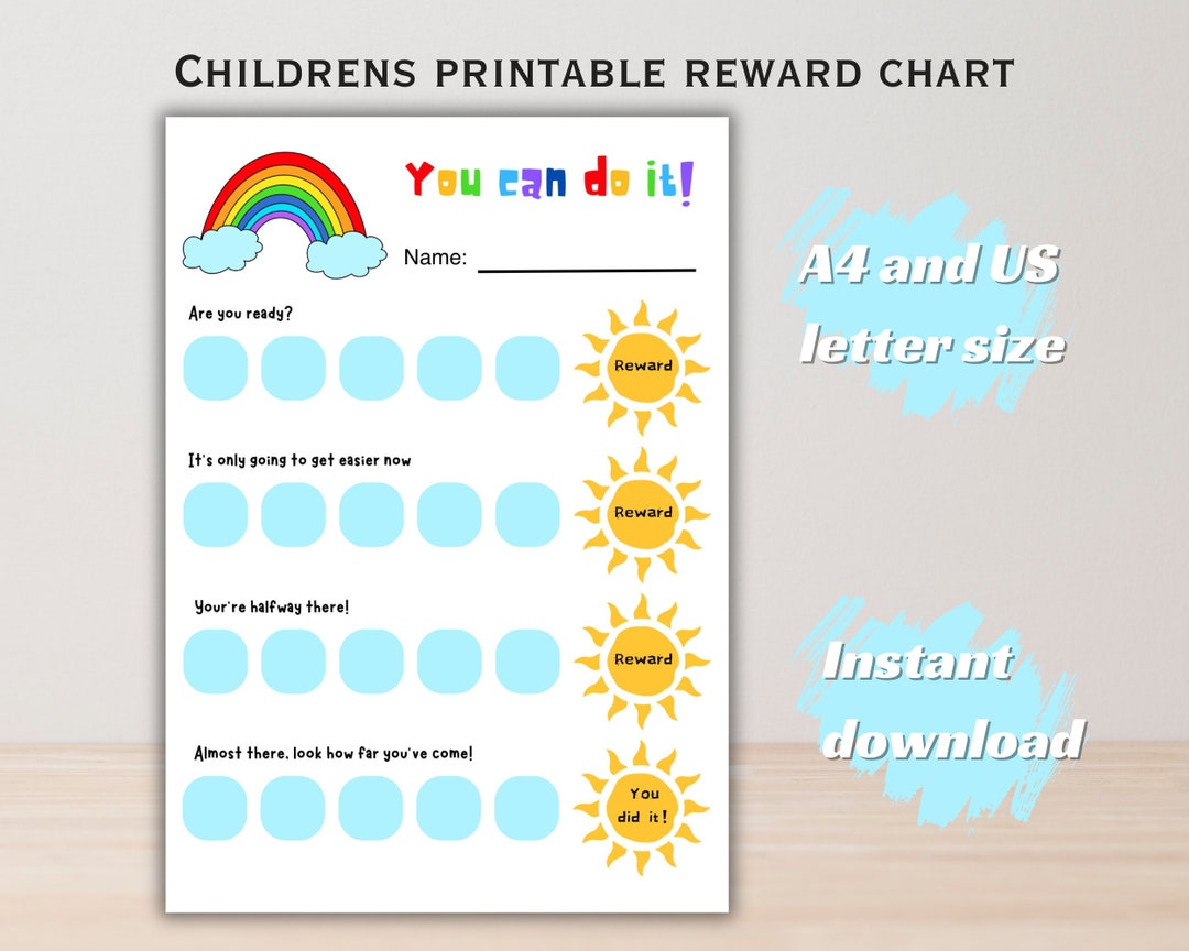 Printable Rainbow Rewarding Chart, Editable Kids Goal Tracker ...
