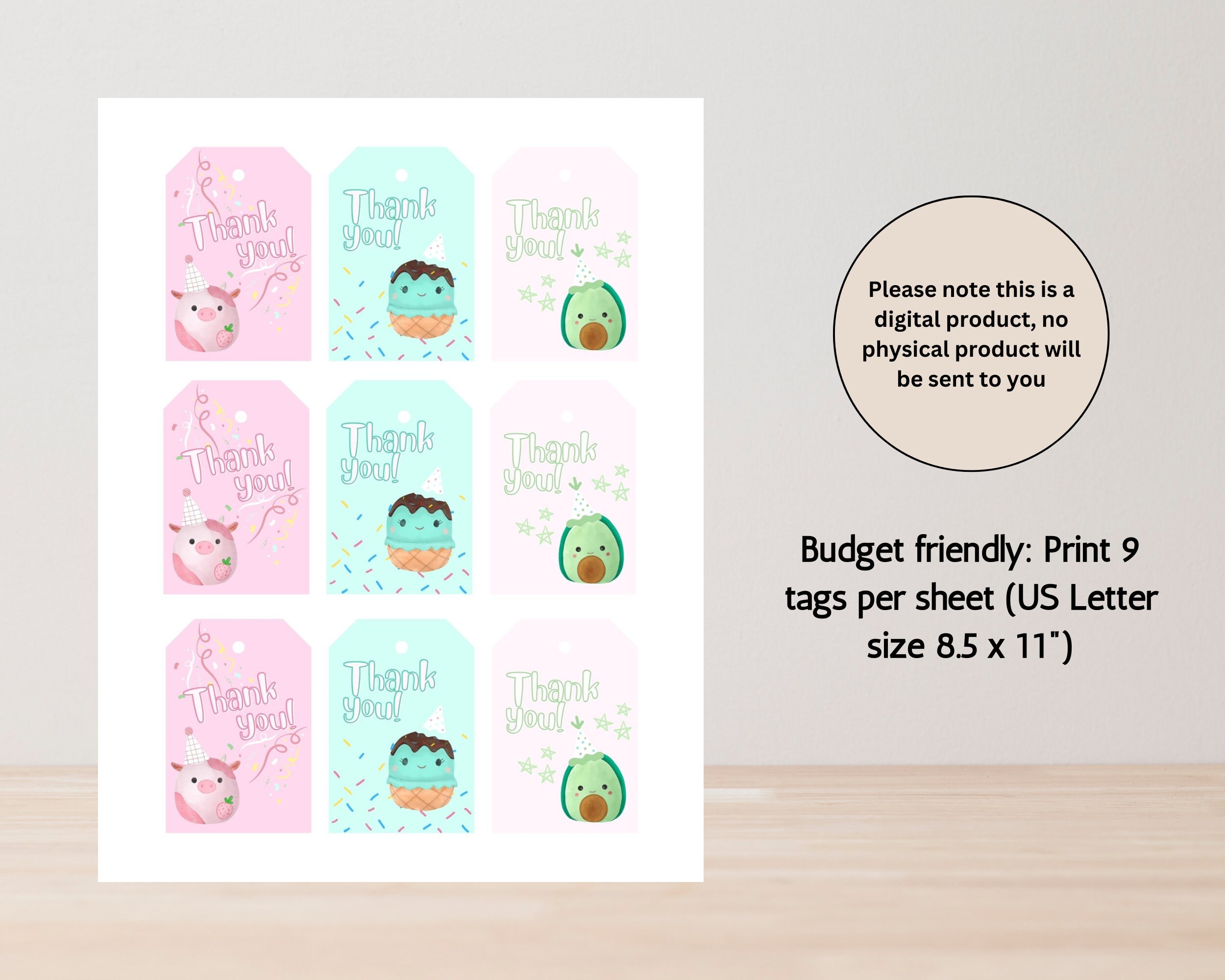Squishmallow Printable Favour Tags, Kids Birthday Party Customisable ...