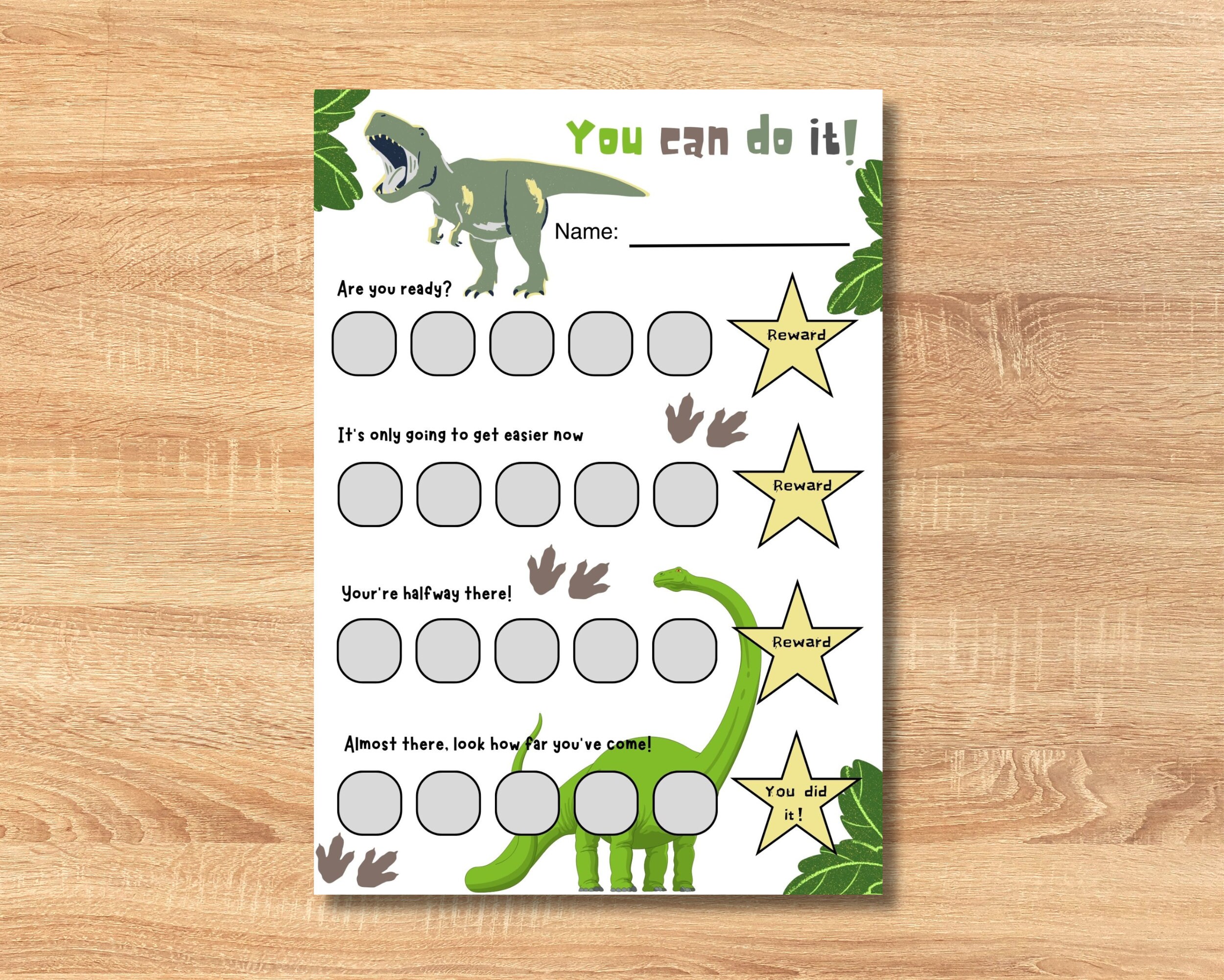 Kids Dinosaur Reward Sticker Chart, Instant Download Behaviour Tracker ...