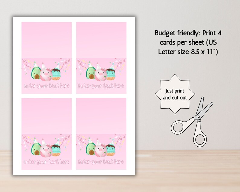 Squishmallow Printable Food Labels, Kids Birthday Party Buffet Card ...