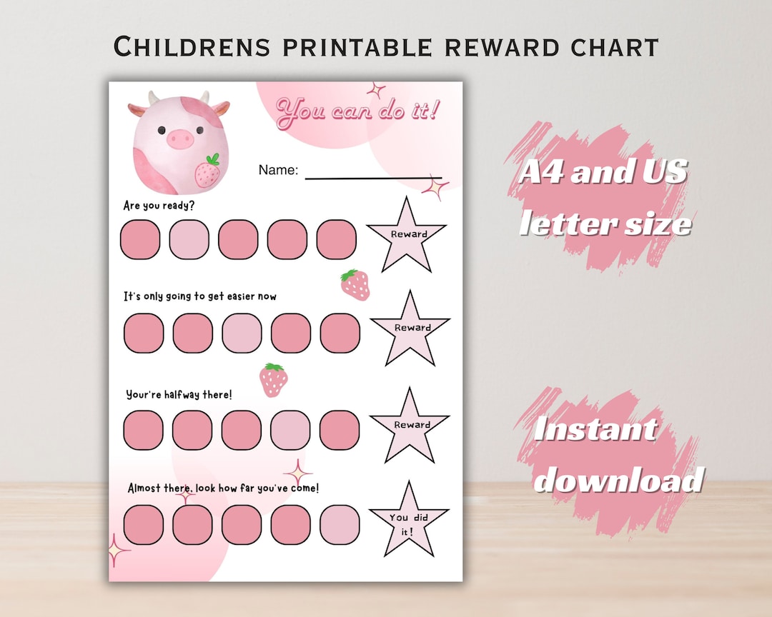 Pink Squishmallow Reward Chart, Kids Squishy Toy Theme Routine Sticker ...