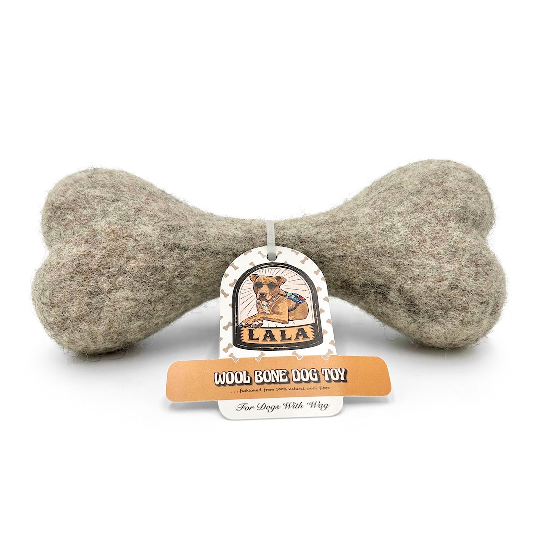 LALADOGG Wool Dog Toy Dog Bone – Natural Handmade Dog Calming Toy – 8 ...