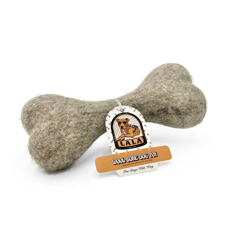 LALADOGG Wool Dog Toy Dog Bone Natural Handmade Dog Calming Toy 8 Inch ...