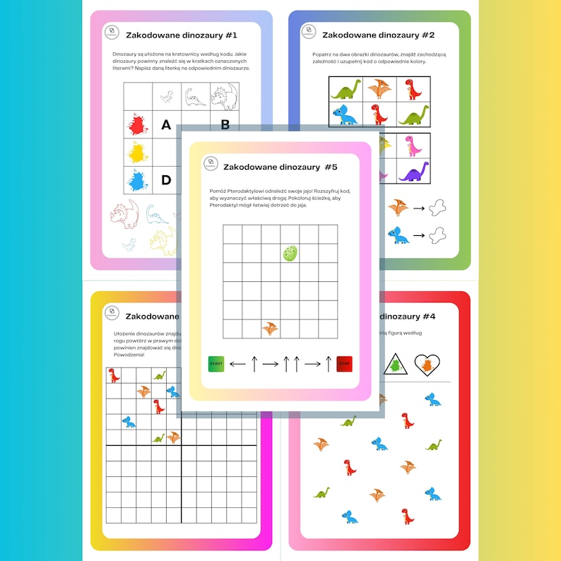 Coded Dinosaurs Coding Worksheets for Preschoolers - Etsy