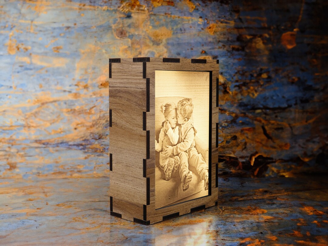 Personalized Family Photo Night Light USB Powered 3D Wooden Light Box ...