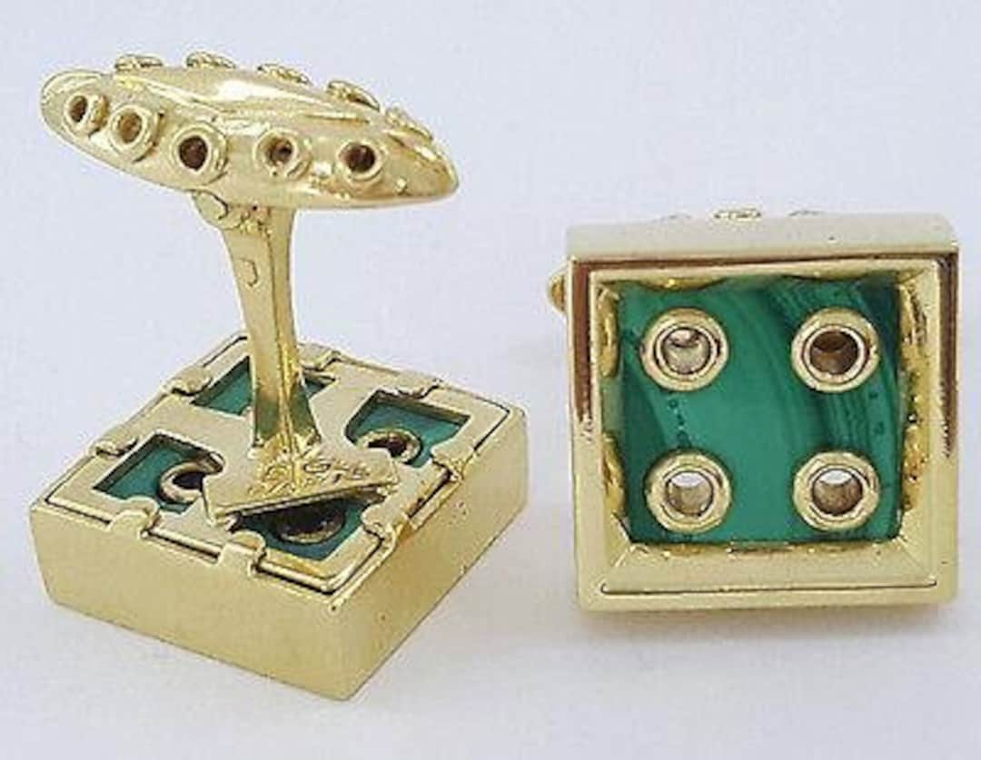 Vintage French Bg Paris 18k Yellow Gold Malachite Dice Cufflinks 22 ...