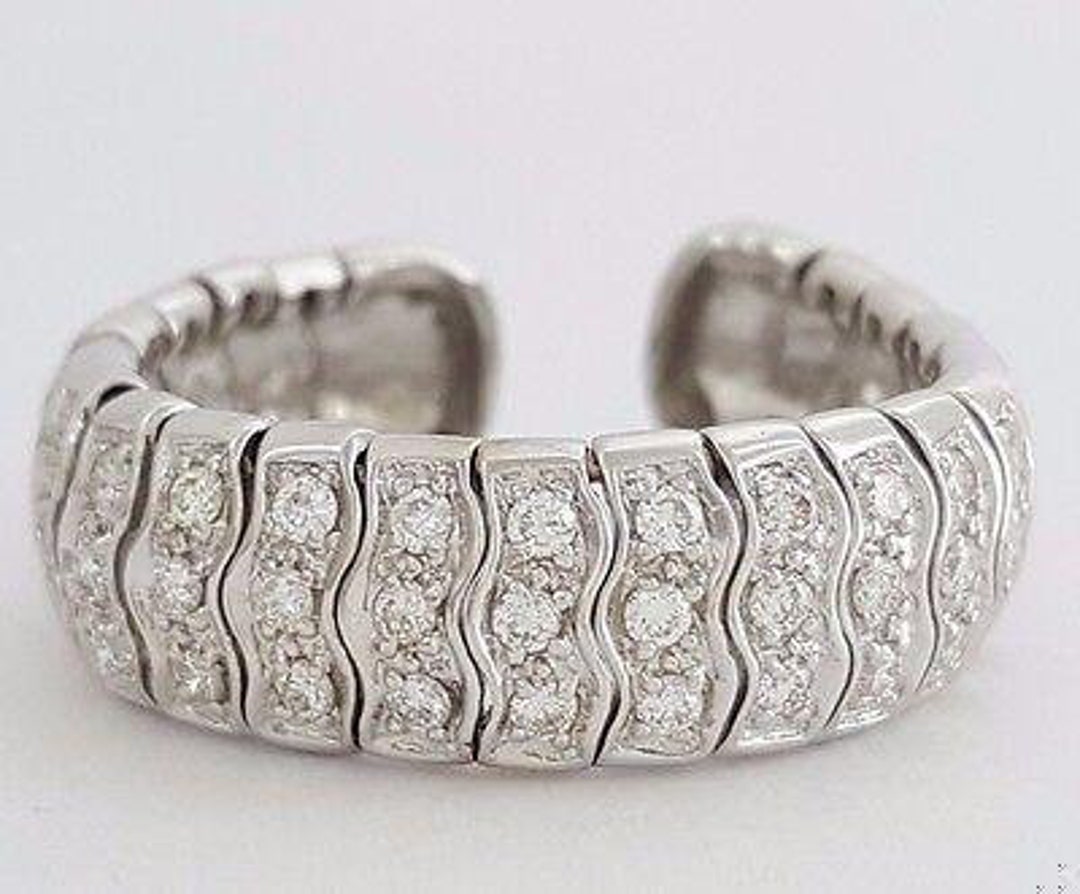 Round Brilliant Diamond Flexible Wedding Band Statement Ring 1 Ct 18k ...