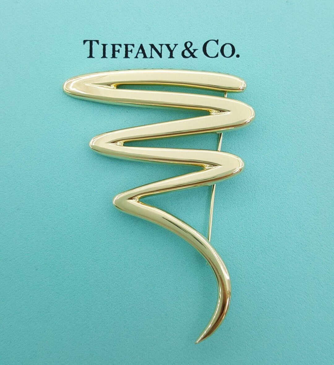 Tiffany & Co Paloma Picasso 18k Zig-zag Squiggle Pin Brooch Large 23 ...