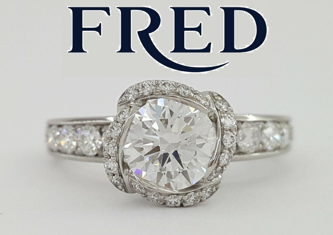 Fred of Paris Fleur Celeste Platinum Round Diamond Engagement Ring 1.22 Ct F/vs1 - Etsy