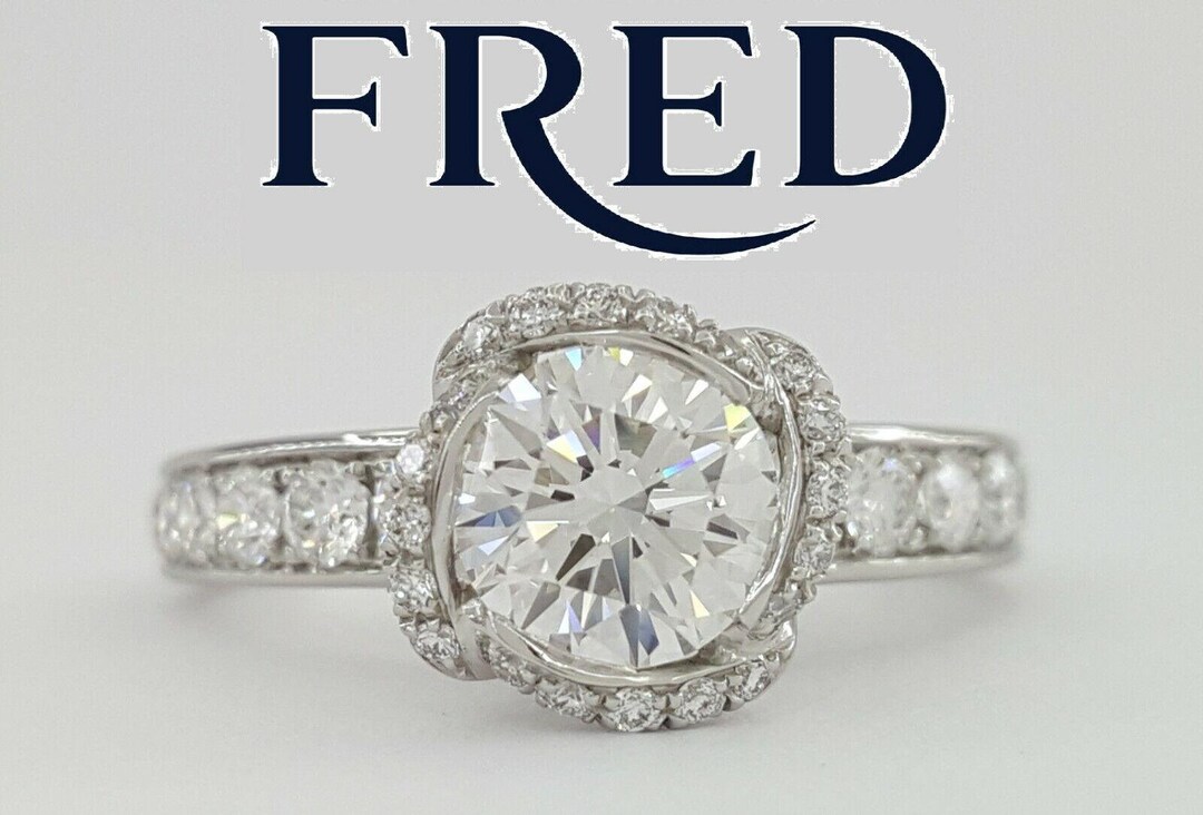 Fred of Paris Fleur Celeste Platinum 1.22ct Round Diamond Engagement ...