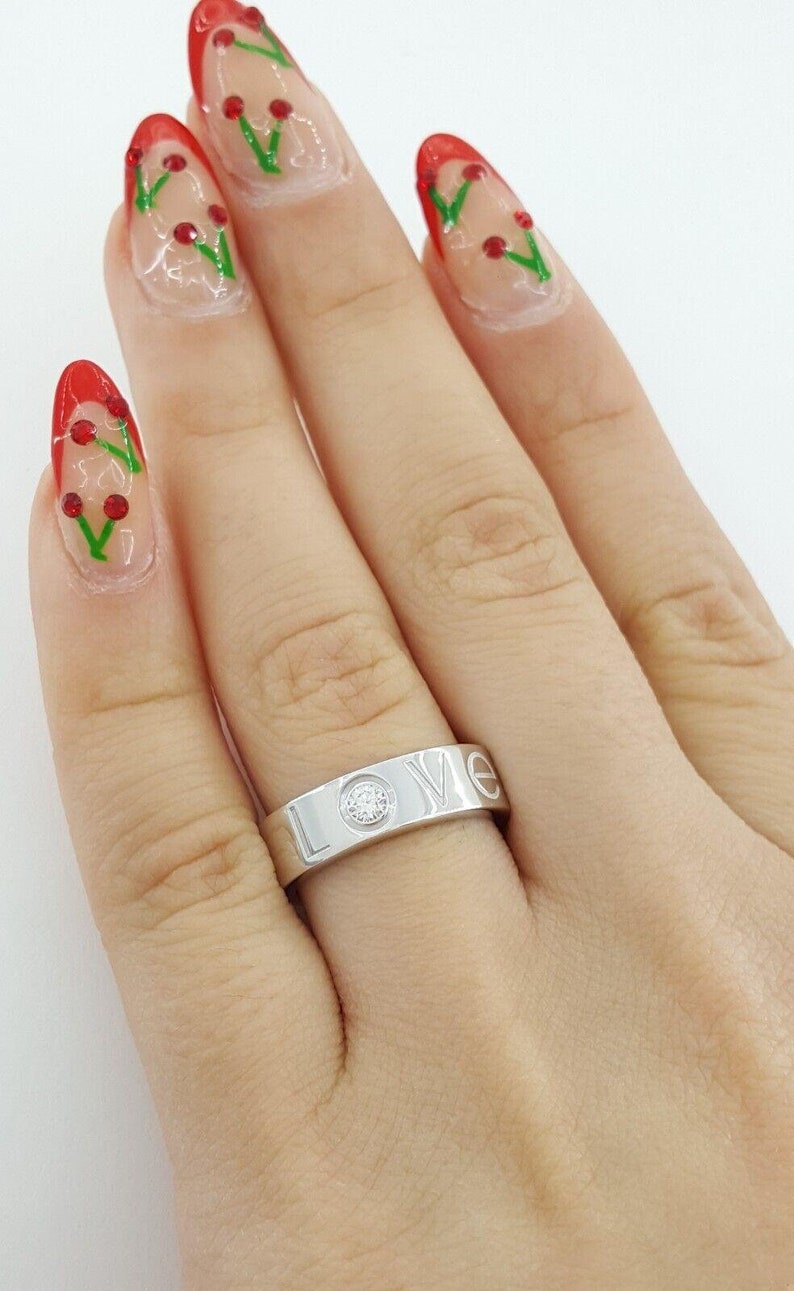 Cartier Love Engraved 1 Diamond Wedding Band Ring 0.09 Ct Sz 50 Us 5.25 ...