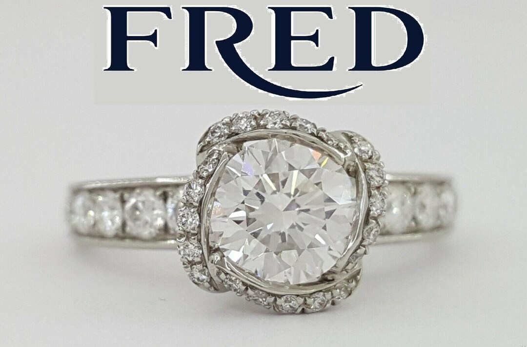Fred of Paris Fleur Celeste Platinum Round Diamond Engagement Ring 1.23 Ct E/vs1 - Etsy