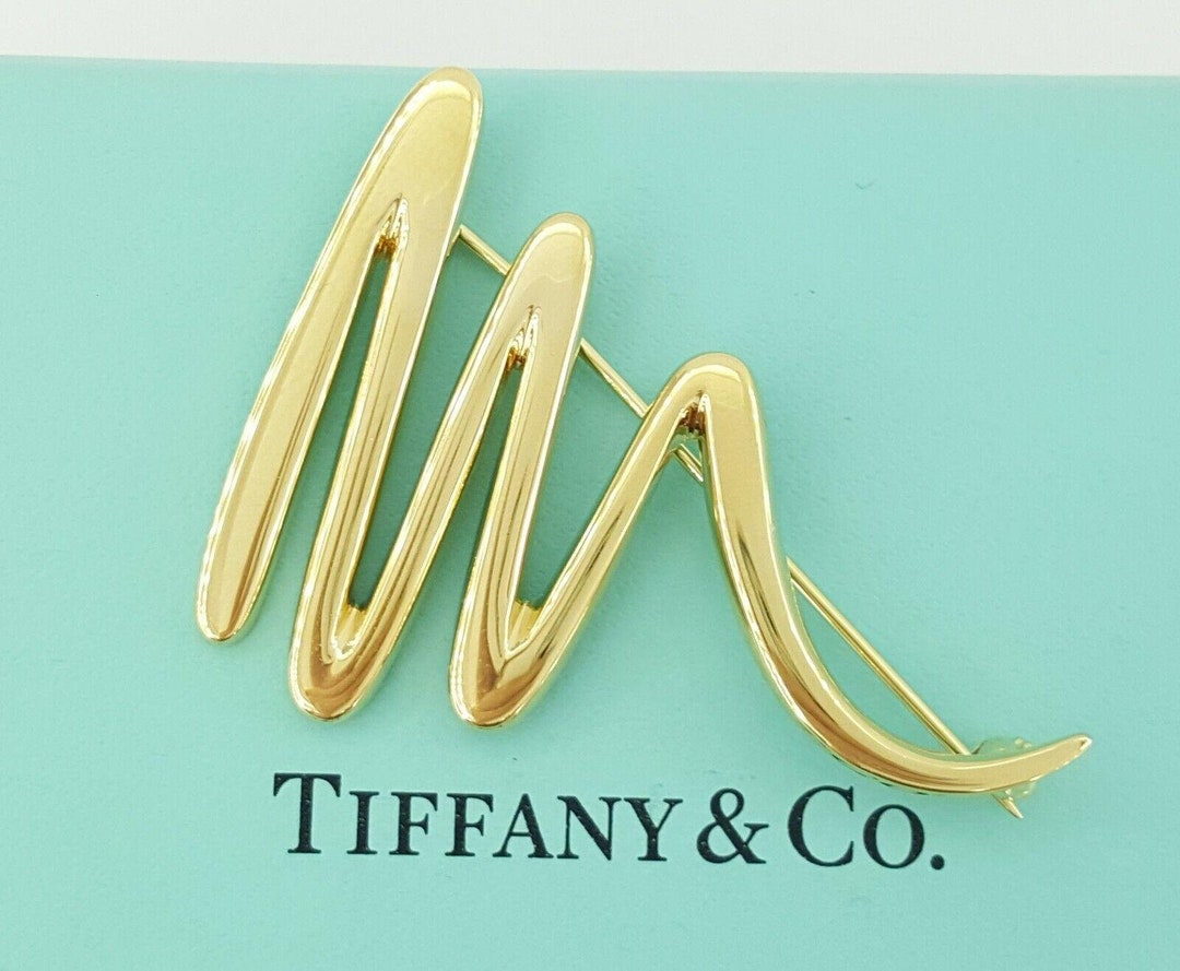 Tiffany & Co Paloma Picasso 18k Yellow Gold Zig-zag Squiggle Pin Brooch ...