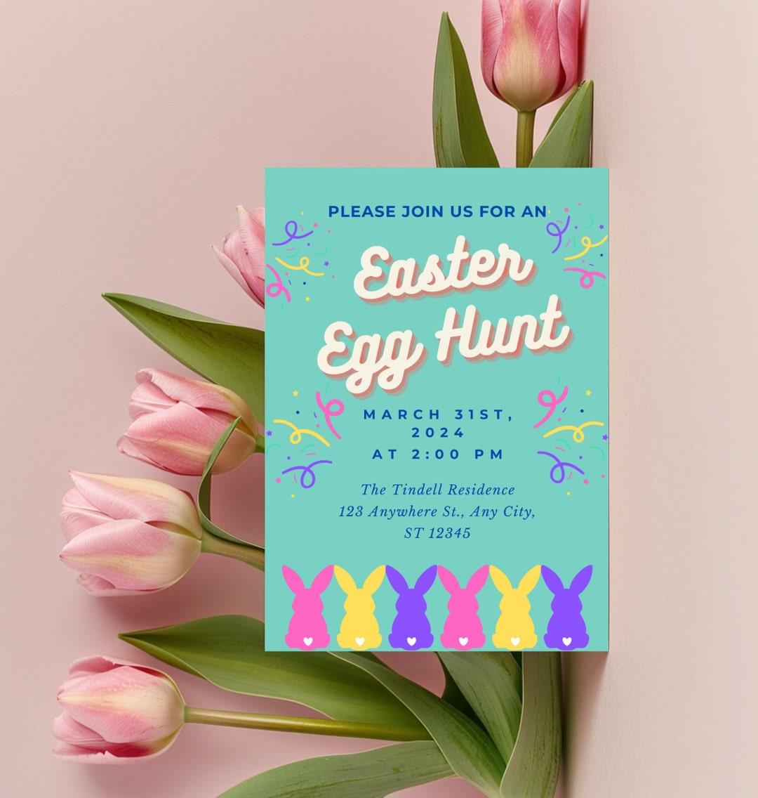 Easter Bunny Invitation, Easter Party, Easter Egg Hunt - Etsy