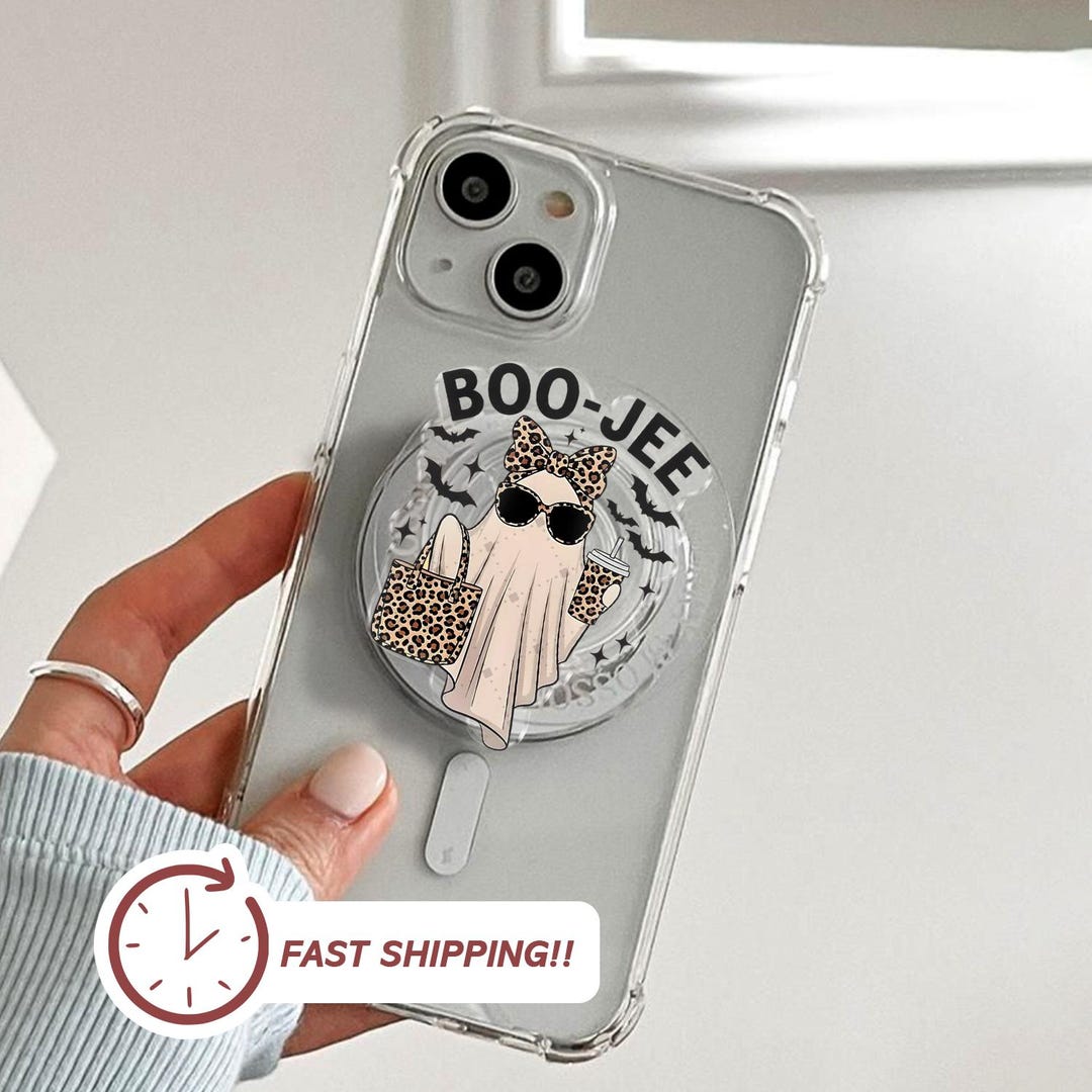 Phone Grip With Ghost Coffee– Halloween Magnetic Phone Holder, Cute ...
