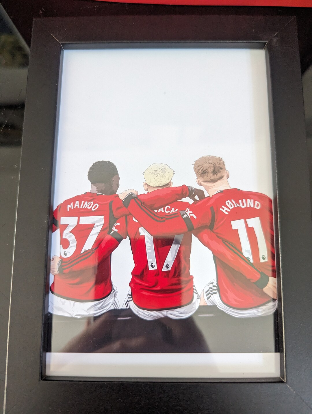 Manchester United Wall Art Garnacho, Holjund and Mainoo Celebration in ...