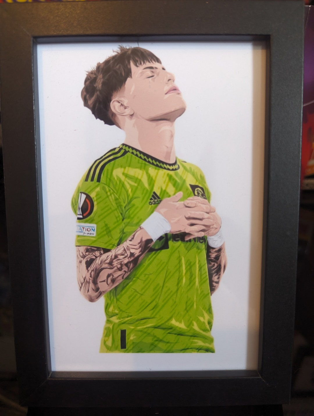 Manchester United Wall Art Garnacho CR7 Celebration in a 4x6 Black ...