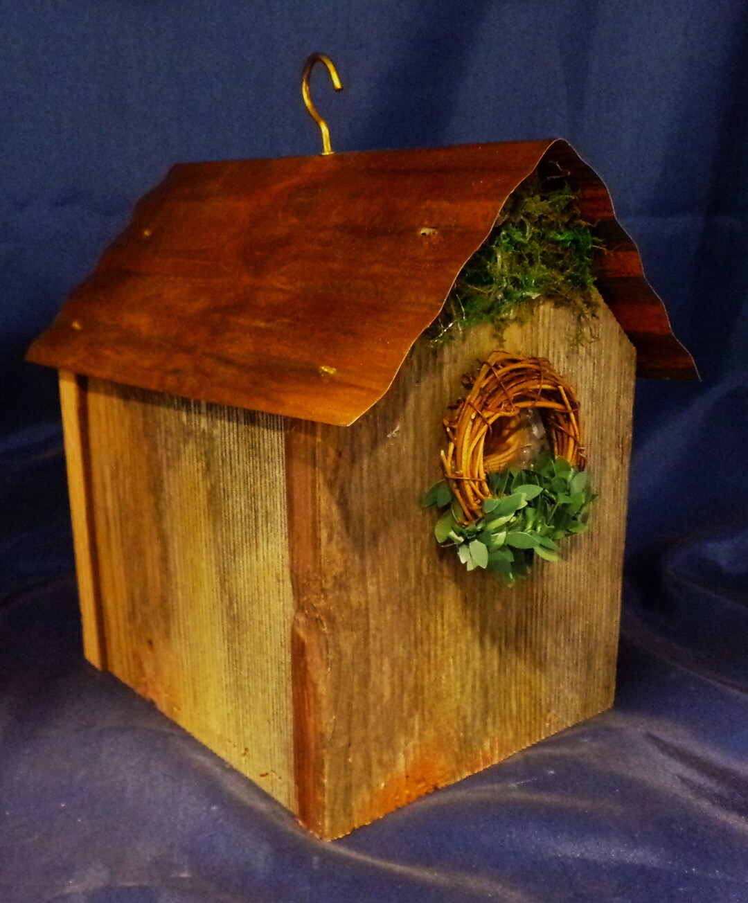 Reclaimed Barnwood Birdhouse With Tin Roof, Handmade Rustic Bird Nest ...