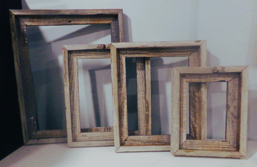 Reclaimed Barn Wood Picture Frames Set, Rustic Charm Framesgray/silver ...
