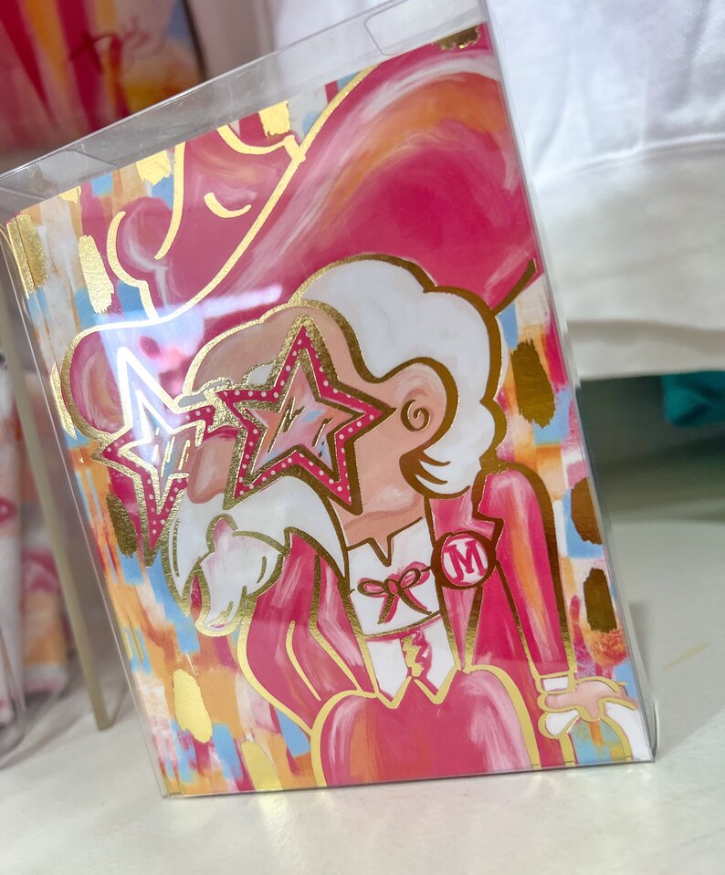 Preppy Pink Colonel Rebel Folded Notes With Gold Foil Accents - Etsy