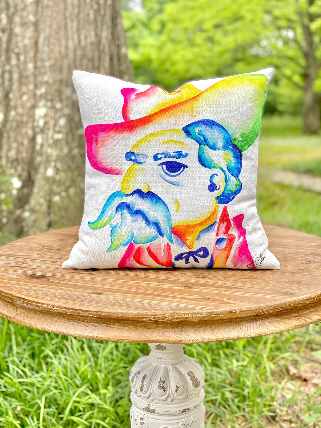 Colorful Watercolor Colonel Rebel Pillow - Etsy