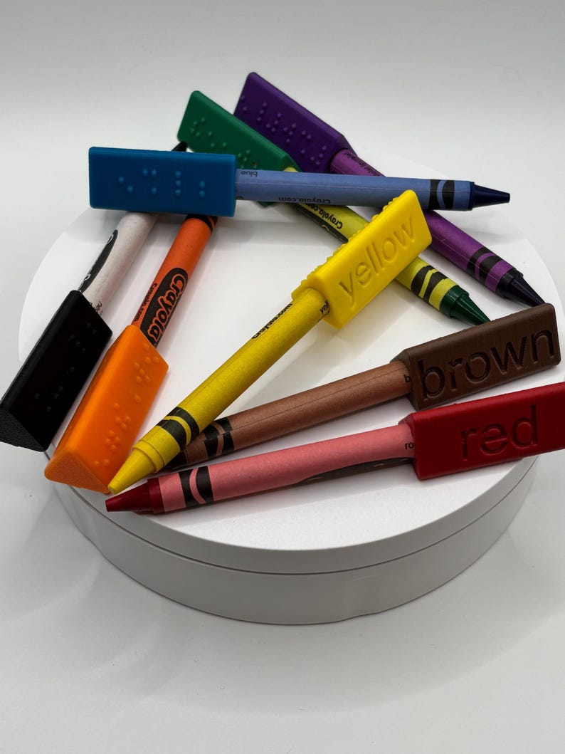 Set of 8 Braille-labeled Crayon Caps – Durable, Reusable With Locking ...