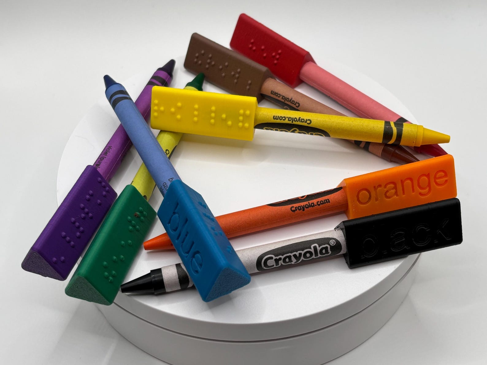 Set of 8 Braille-labeled Crayon Caps – Durable, Reusable With Locking ...