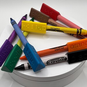 Set of 8 Braille-labeled Crayon Caps – Durable, Reusable With Locking ...