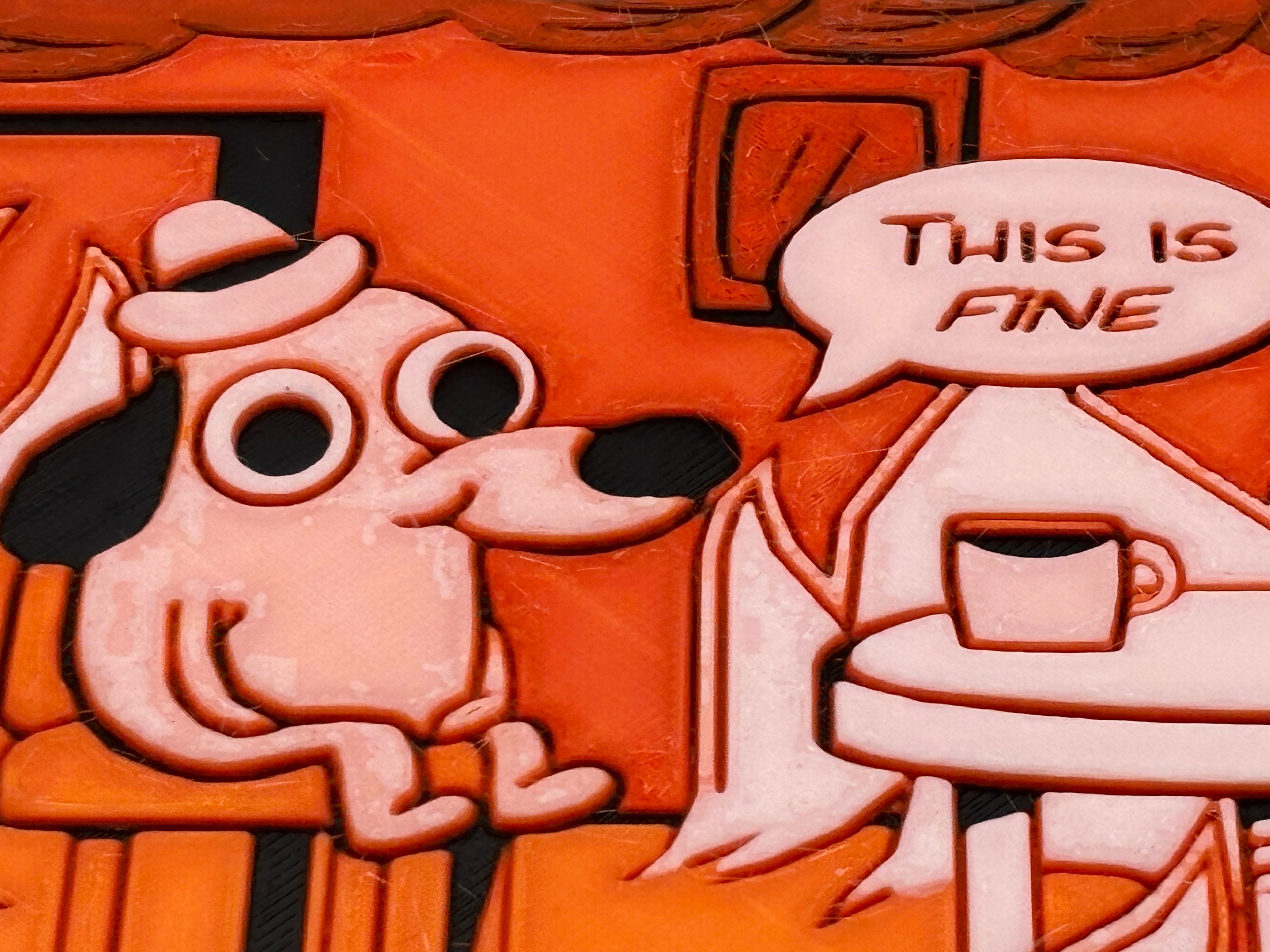 Embers of Fortitude: 3D Printed 'this is Fine' Meme Art - Etsy