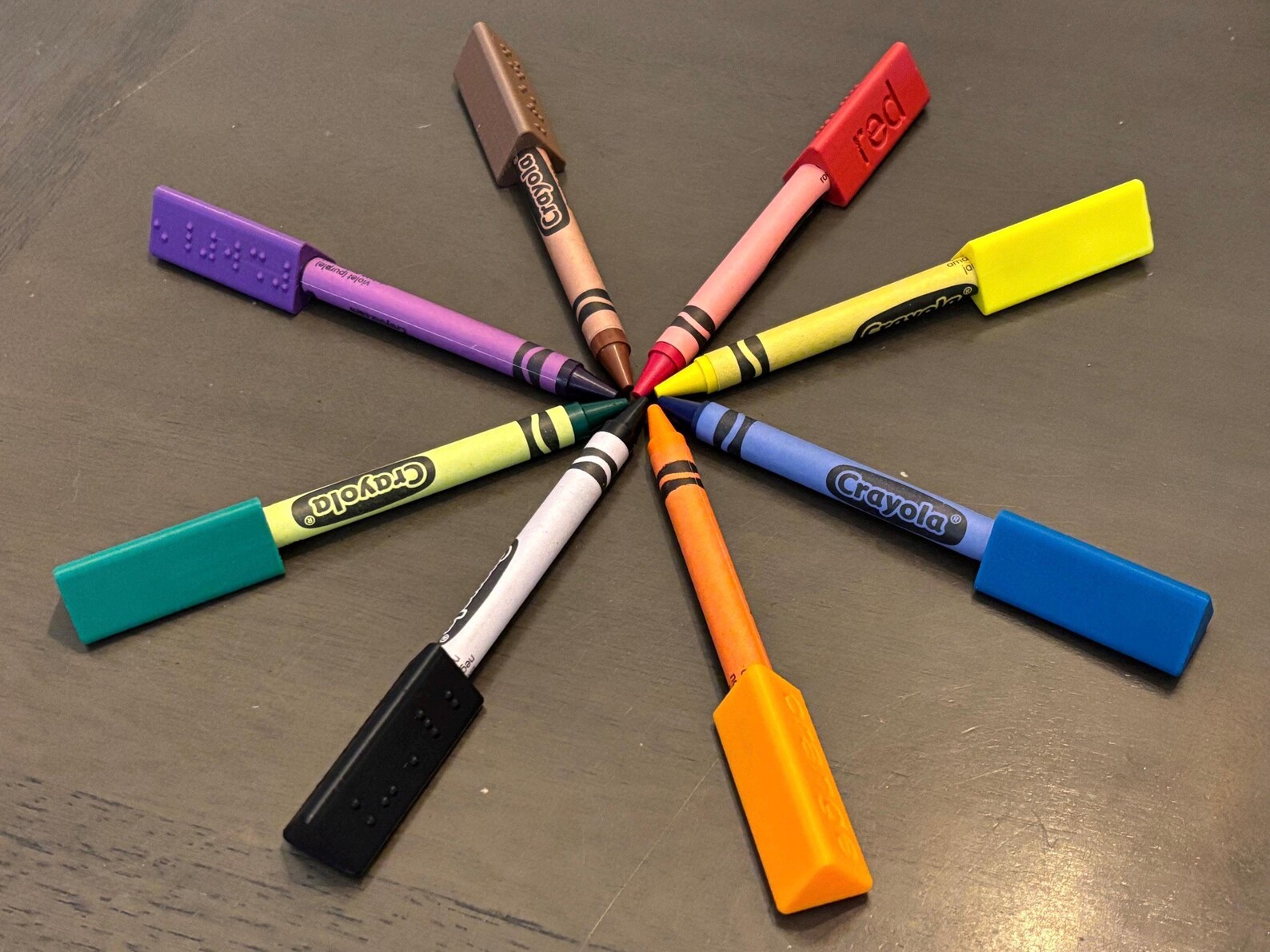 Set of 8 Braille-labeled Crayon Caps – Durable, Reusable With Locking ...