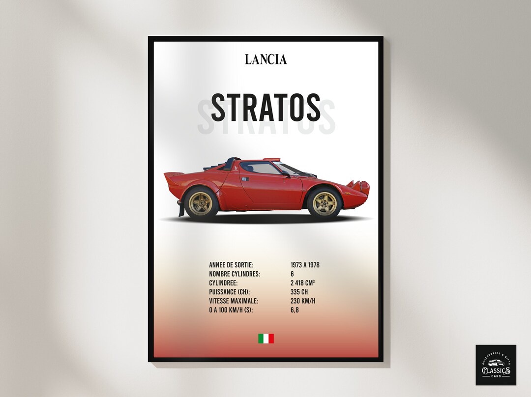 Poster Stratos Lancia Car Poster Printable Men Gift Men's Gift Idea Car ...