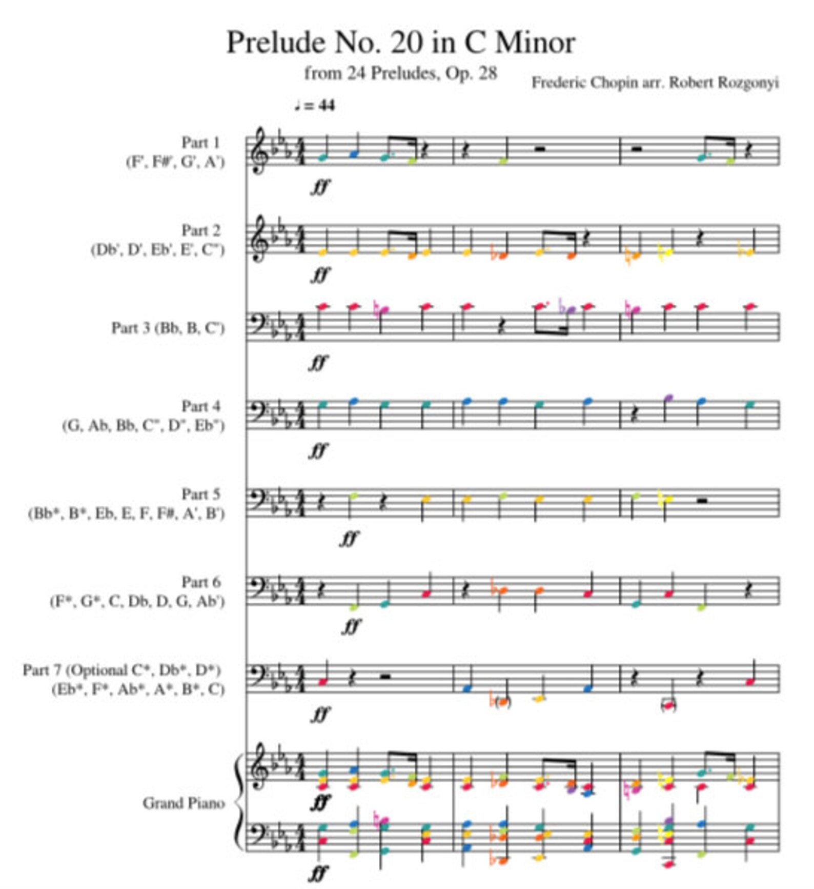Chopin Prelude No. 20 in C Minor Boomwhackers Printable Sheet Music - Etsy