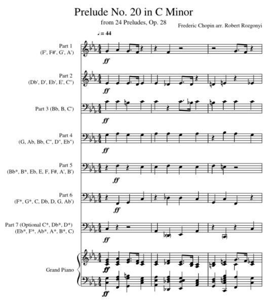 Chopin Prelude No. 20 in C Minor Boomwhackers Printable Sheet Music - Etsy