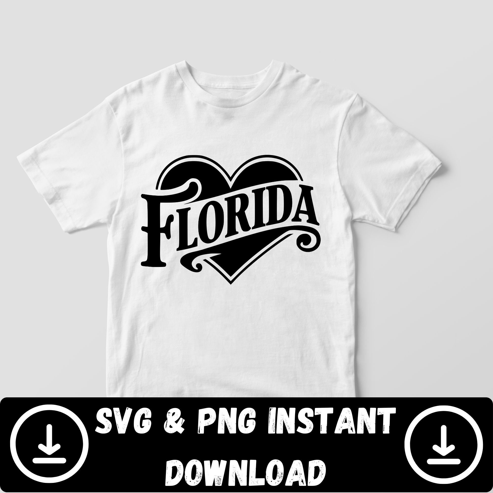 Florida Heart Typography SVG & PNG, Commercial License, Editable SVG ...