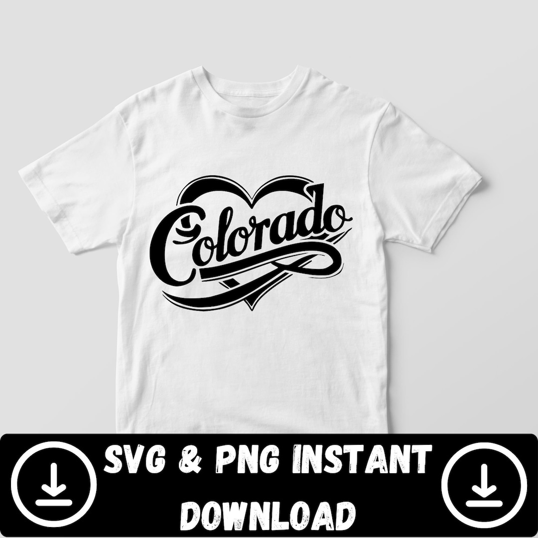 Colorado Heart Typography Design SVG & PNG Files With Commercial POD ...