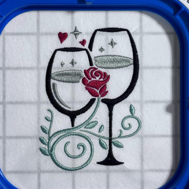 Rose Wine Embroidery Design - Etsy