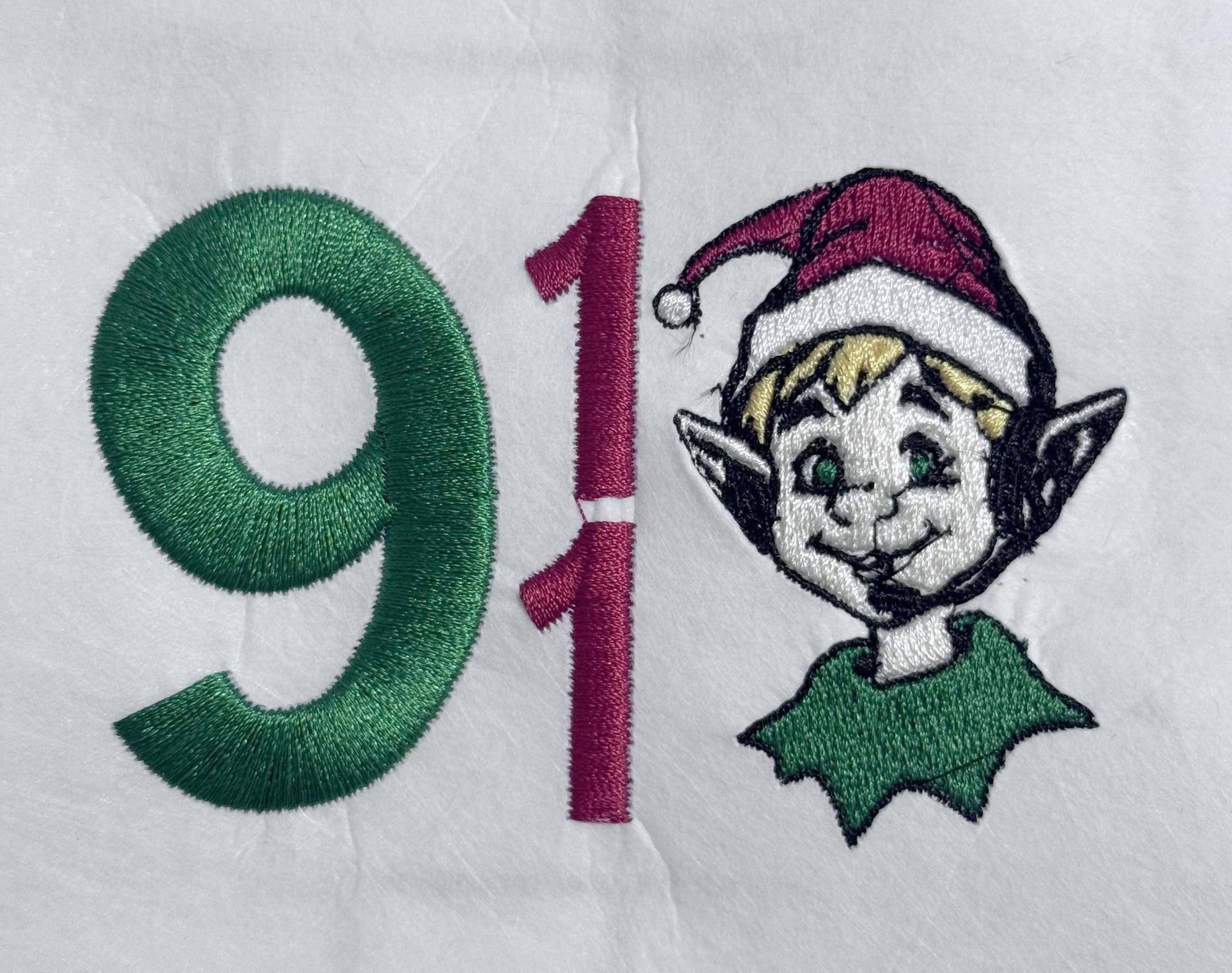 911 Christmas Elf Dispatcher Digital Embroidery Design. Two Sizes (4"-7 ...