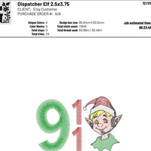 911 Christmas Elf Dispatcher Digital Embroidery Design. Two Sizes (4"-7 ...