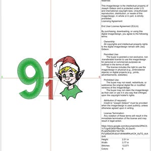 911 Christmas Elf Dispatcher Digital Embroidery Design. Two Sizes (4"-7 ...