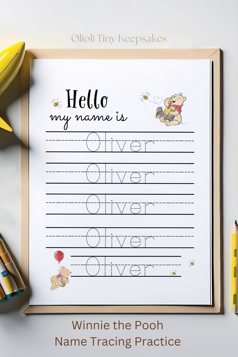 Winnie the Pooh Name Tracing Personalized Sheets Custom Toddler Name ...