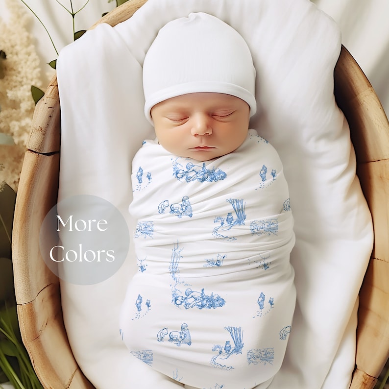 Baby Boy Swaddle Winnie the Pooh Toile Nursery Decor Personalized Pooh ...